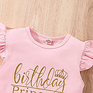 vivifayee Toddler Kids Baby Girls Birthday Princess Outfits Vest Sleeveless T Shirt Polka Dots Tutu Skirt Set with Crown 3Pcs Summer Dress