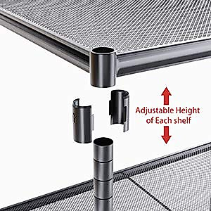 OVICAR 4-Tier Wire Storage Shelves, Adjustable Shelving Units with Wheels, Steel Metal Storage Rack for Kitchen Pantry Closet Laundry, Durable Organizer Garage Tool Storage Shelf (Black, 4 Tiers)