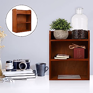VOSAREA Floating Shelf Rack Wooden Figurine Shadow Box Drawer Organizer for Wall Mount Counter Top Cabinet Wood Color