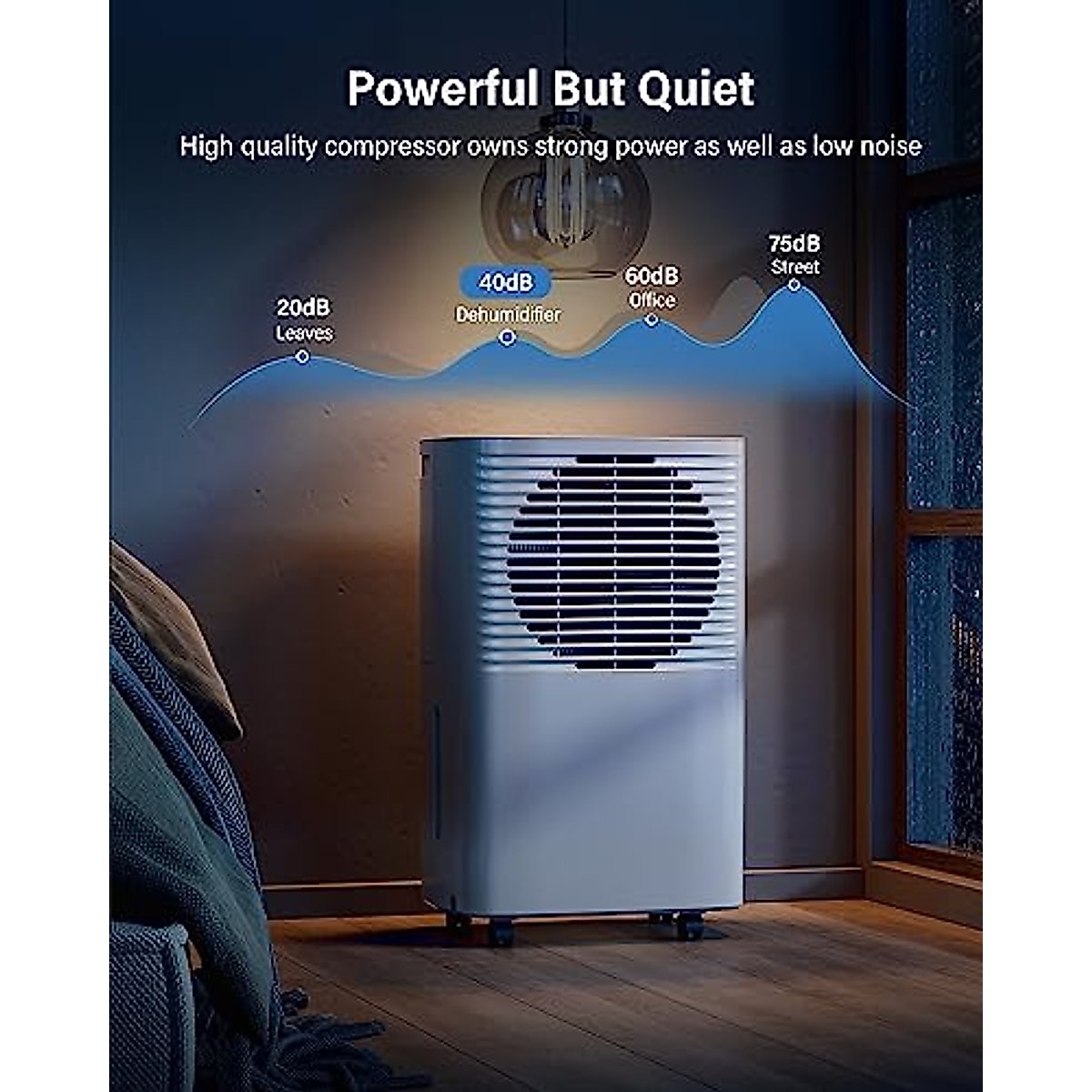 Hansabenne 30-Pints Dehumidifier for Basements - 2000 Sq. Ft. Dehumidifier with Auto or Manual Drainage - Compact Dehumidifier with Intelligent Humidity Control | Auto Defrost | Dry Clothes