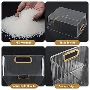 Jandson Clear Plastic Storage Bin, 4 Pack Pantry Organizer Containers