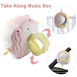 BOBXIN Baby Musical Crib Mobile with Projector and Night Light,150 Music,Timing Function,Take Along Mobile Music Box and Rattle,Gift for Toddles(with Bibs)