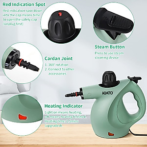 Kiato Handheld Steam Cleaner, 10 in 1 Hand Held Steamer for Cleaning, Portable Pressurized Steamer for Home Use, Bathroom, Mini Steam Cleaners for Upholstery Furniture Sofa Couch Floor Tile Grout Car