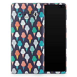 DesignSkinz The All Over Teal and Green Ice Cream Cones Protective Vinyl Decal Wrap Skin Cover Compatible with The Samsung Galaxy S20 (Screen Trim & Back Glass Skin)