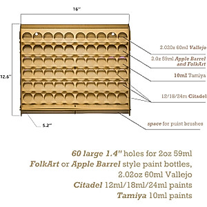 Craft Paint Storage-Paint Rack for Citadel Paint - 2Oz Paint Organizer with 60 Holes - Wall-Mounted Acrylic Paint Storage Rack