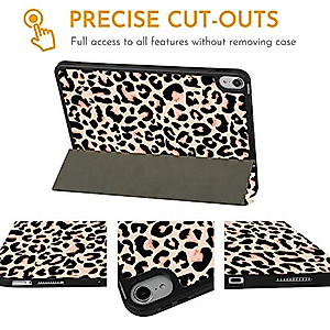 Hepix iPad Air 5th 4th Generation Case with Pencil Holder 2022 2020, iPad 10.9 inch Case Leopard Cheetah iPad Air 5 Case Trifold Protective Shockproof Cover Auto Sleep Wake