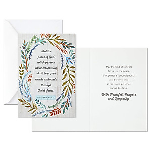 DaySpring Assorted Religious Sympathy Cards, Floral Wreaths (12 Cards with Envelopes)