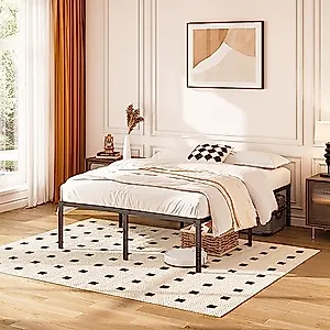 Besebay California King Bed Frame 18 Inch Heavy Duty Metal Frames with Steel Slats Support Ample Storage No Box Spring Needed, Easy Assembly, Noise Free, Black