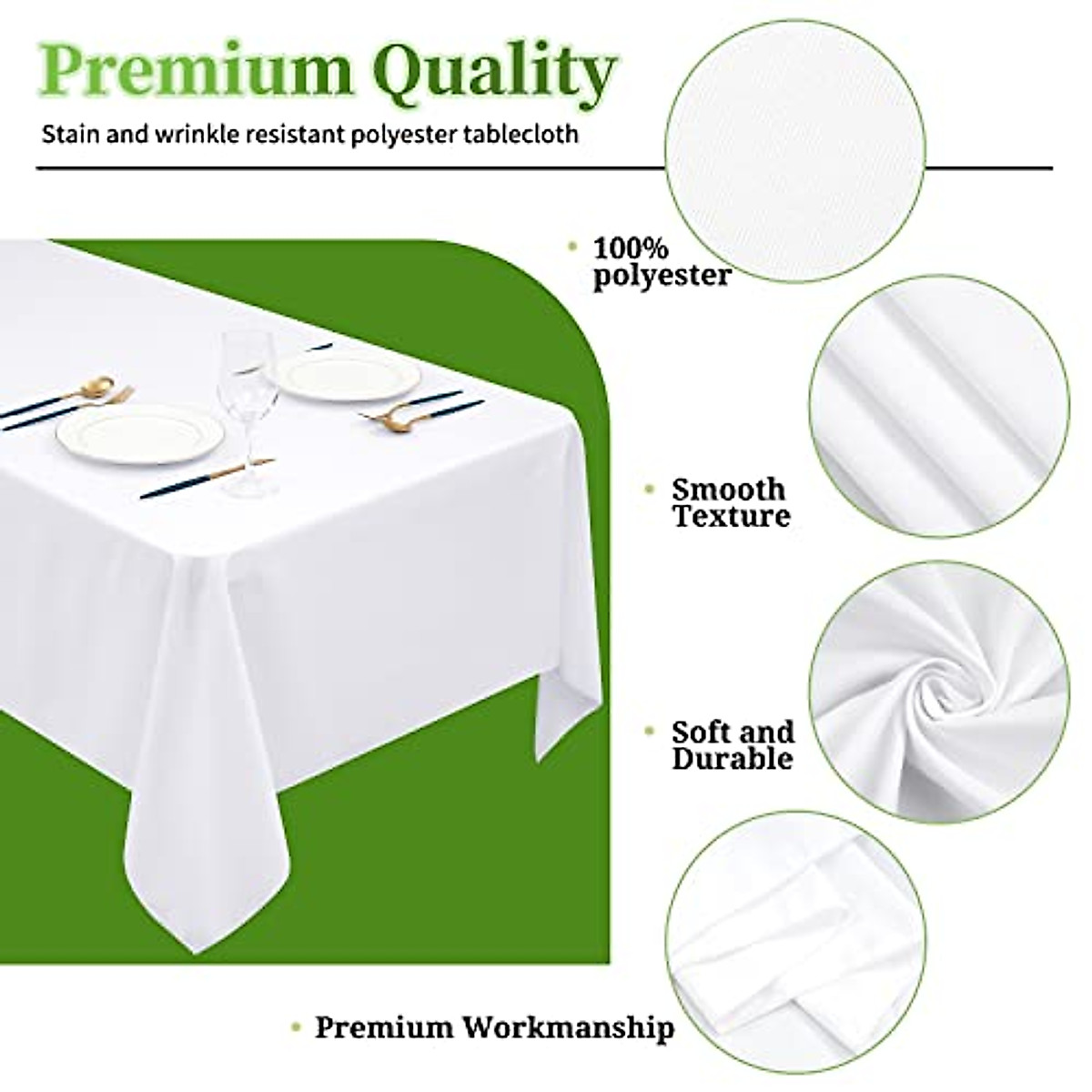12 Pack White Tablecloths for Rectangle Tables Stain and Wrinkle Resistant Washable Polyester Tablecloth 60 x 102 Inch Table Cloth Rectangle Table 6 Foot Rectangle Table Cloth for Wedding Party