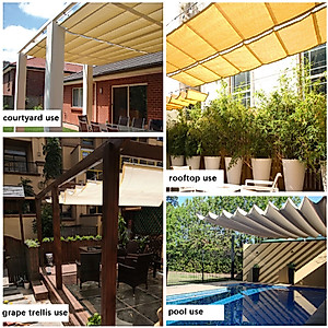 LXBAMKEA Retractable Wave Shade Sails, Telescopic Canopy Pergola Cover with Mounting Kit, Sun Protection Anti-UV Roof Awning, Outdoor Garden Patio Backyard Decoration Top Cover