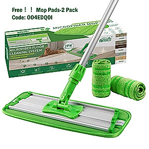 HOMEXCEL Microfiber Mop Floor Cleaning System,18-inch Dust Mop with 2 Reusable Pads for Hardwood,Tile and Vinyl,360-Spin Floor Mop Head & Extendable Handle Household Cleaning Tools for Home&Office