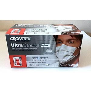 Crosstex Ultra No Fog Earloop Facemasks 40/Box