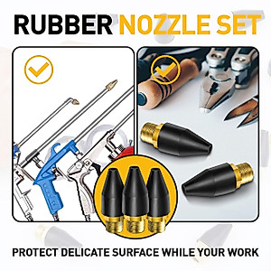 3 Pcs Rubber Air Tool For Air Nozzle Tip, Blow Gun Rubber Tip For Air Tool, Parts Air Nozzle For Air Blow Guns Tool For Air Tool Parts & Accessories Air Blow Guns Tool Black
