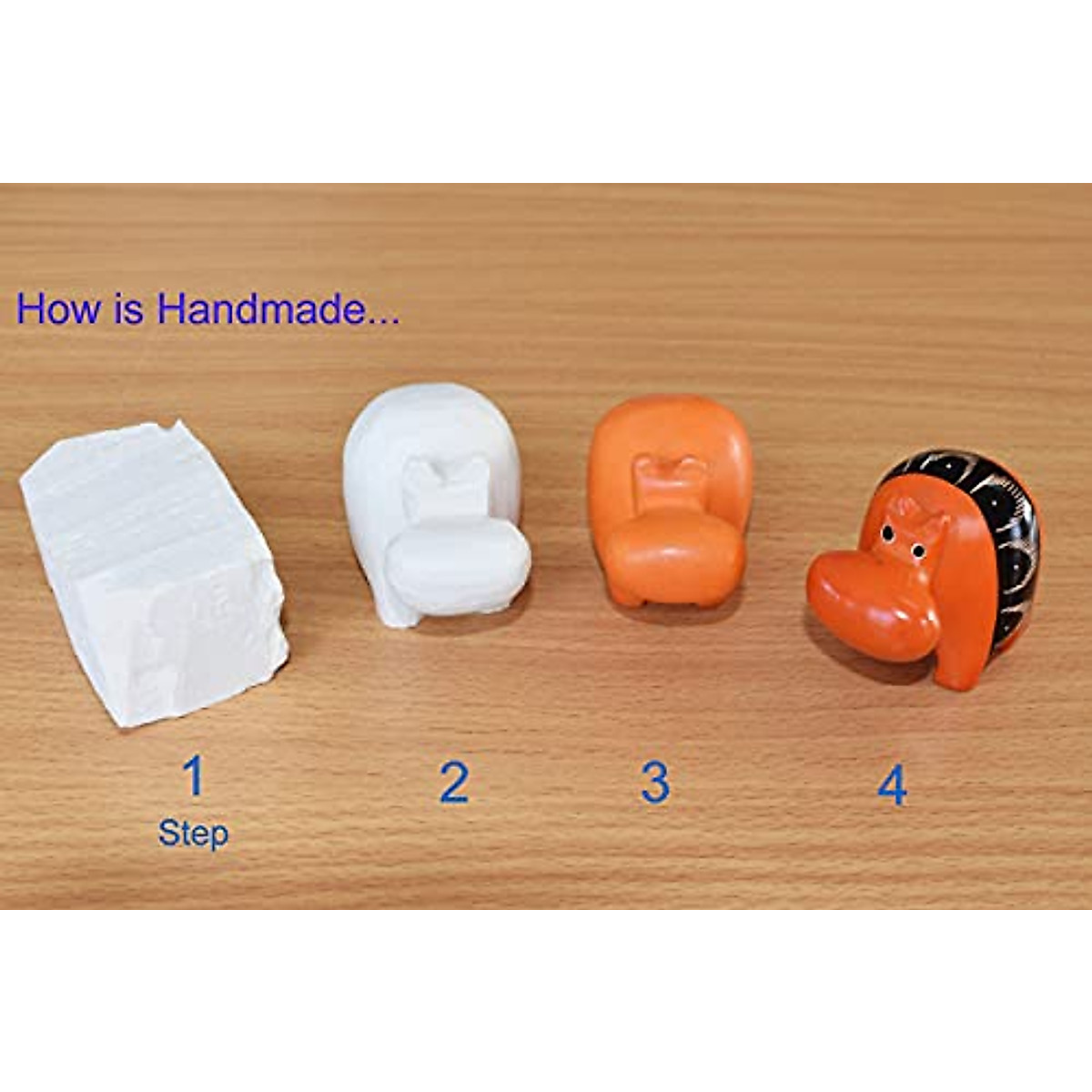 Soapstone African Rhino - Figurine Sculpture - Handmade in Kenya - 2 Inches Height x 3 Inches Long, Crimson Red, SS5