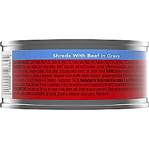 Purina Friskies Shreds Wet Cat Food, Beef Gravy, 5.5 OZ Cans (12-Count)