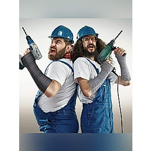 SATINIOR 2 Pairs Cut Resistant Sleeves Protective Arm Sleeves Safety Arms Protection Sleeves with Thumb Hole,for Garden Kitchen (Black, Gray), Medium