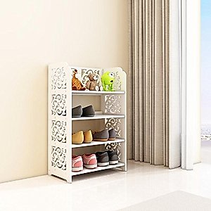 Jerry & Maggie - 4 tier WPC Shoe Rack / Shoe Storage Stackable Shelves Free Standing Shoe Racks - White