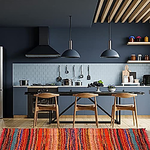 Ekakshx Multi Color Chindi Rag Rug 4X6' | Hand Woven Rug & Reversible Runner Rug | Recycled Cotton Colorful Chindi Rug for Living Room Kitchen | Rustic Rug | Runner Rugs (4 * 6 Feet, Red Color)