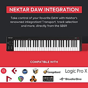 Nektar SE61 - USB MIDI Controller Keyboard with Nektar DAW Integration, Black