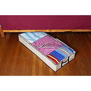 Ziz Home Zippered Under Bed Storage Bag 3 Pack | Used for Underbed Clothes Storage Linen Storage Blanket Storage Sweater Storage Duvet Storage Bins Clear Window