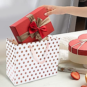 Plauthus 16" Extra Large Gift Bags for Presents with Tissue Paper for Birthday Party and Baby Shower (4 Packs, Gold, Rose Gold, Blue, Red metallic dots)