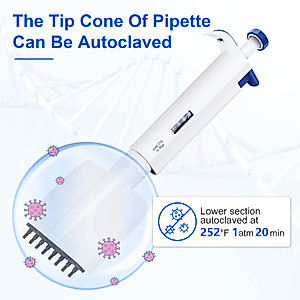 FOUR E'S SCIENTIFIC Multichannel Pipette 8 Channels Adjustable Volume Pipettor, 50-300uL