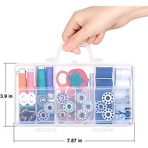 NEX Sewing Thread Set 64 PCS Assorted Sewing Threads with Bobbins Case Thread Spools for Basic Sewing Machine, Emergency and Travel