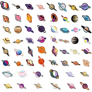 Funimost Cool Planet Space Stickers 60PCS Galaxy Stickers Gifts for Kids Teens Adults, Vinyl Waterproof Universe Stickers for Laptop Water Bottles
