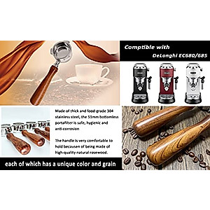 BLUCO 51mm Bottomless Portafilter - 3 Ear Bottomless Naked Portafilter - Fits DeLonghi Dedica EC680/EC685 and SMEG Coffee Machines - Included Filter Basket - Stainless Steel