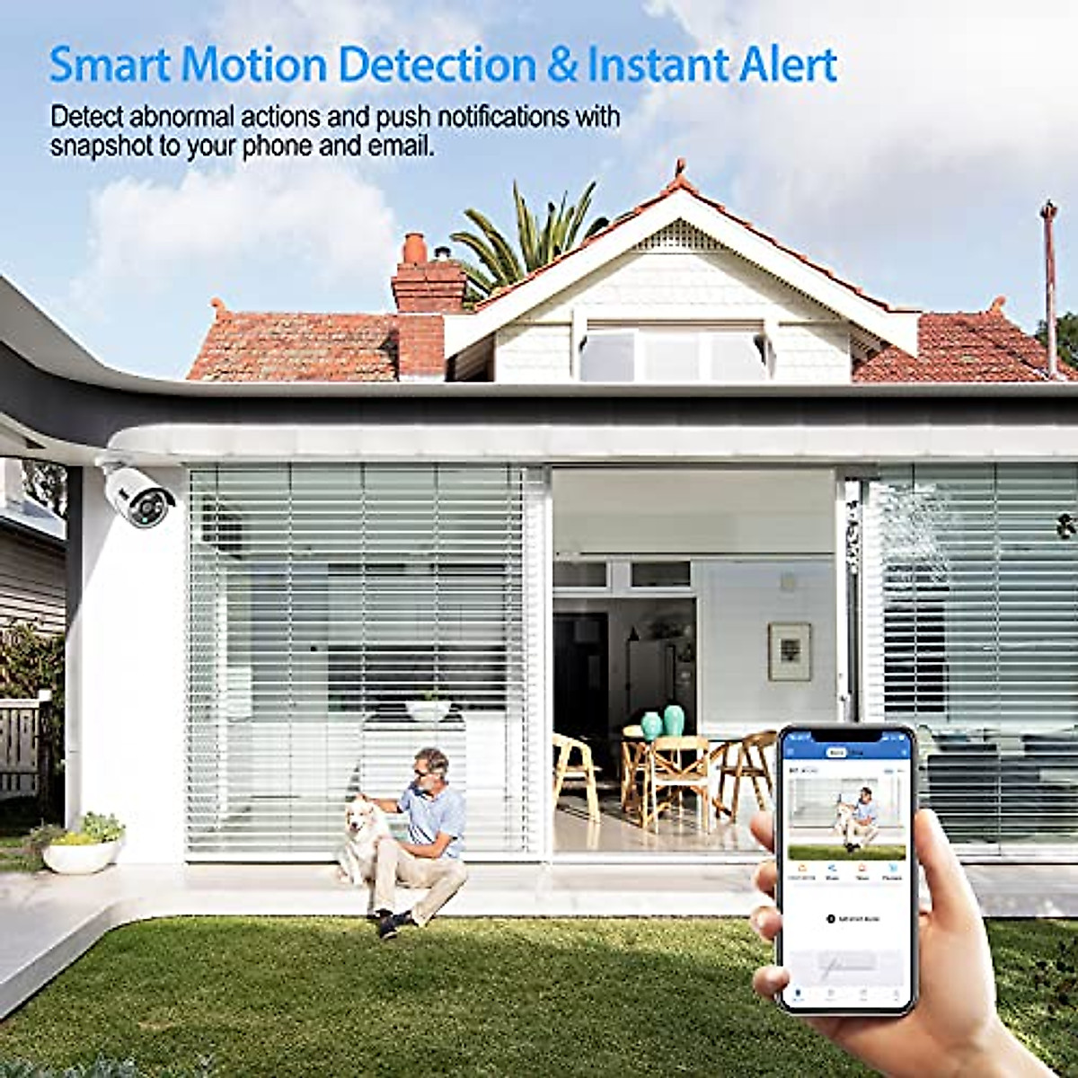 JouSecu 1080P 8CH Wired Home Security Camera System HD 5-in-1 Video DVR Recorder with 4X HD 2MP Weatherproof CCTV Cameras, Motion Alert, Remote Access