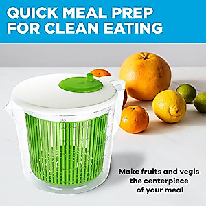 Single Serve Small Salad Spinner - Mini Prep Lettuce Spinner and Dryer With Measuring Cup - Collander with Fruit and Vegetable Washing Basket Bowl - Great Fruit and Vegetable Washer By Cooler Kitchen