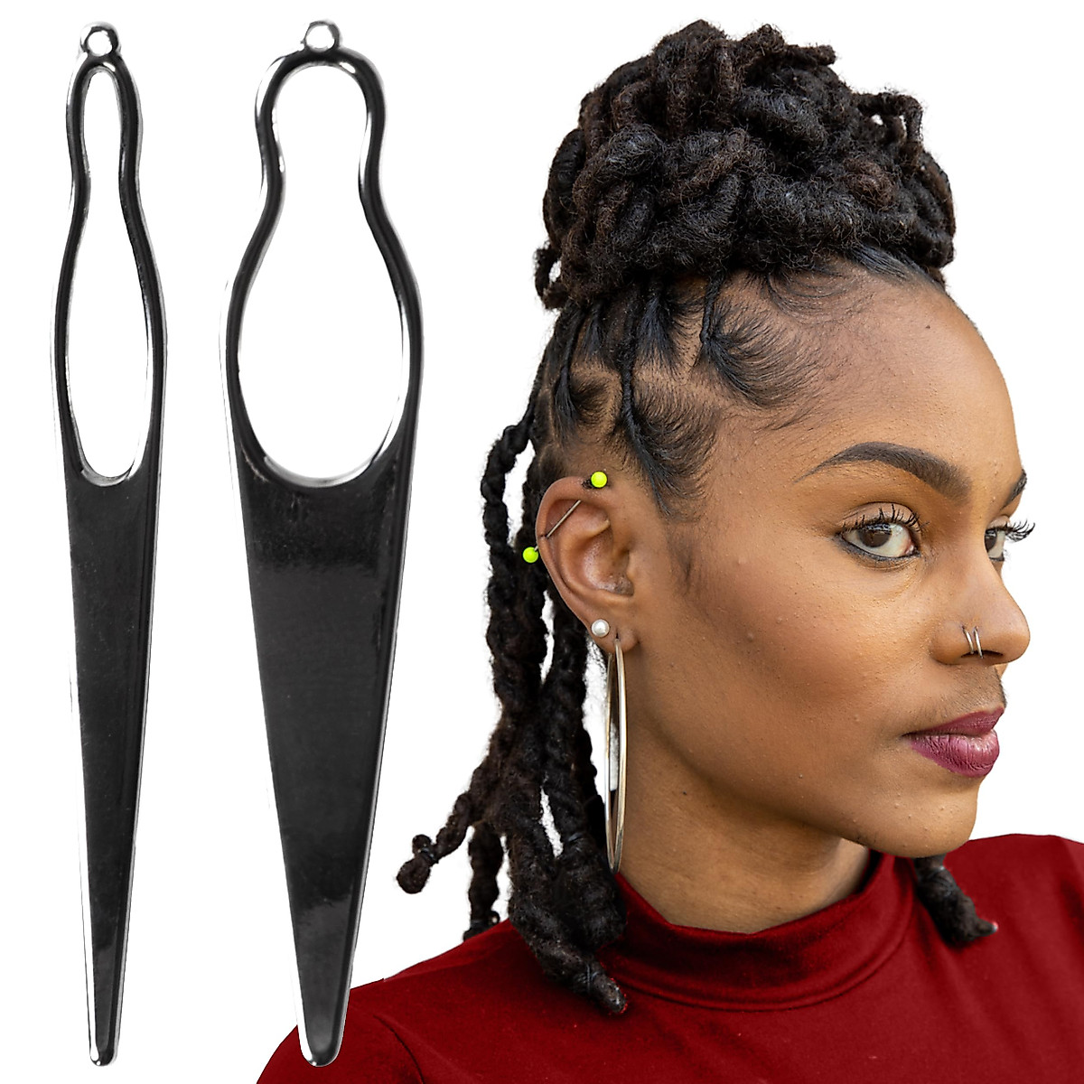 Interlocking Tools for Locs | Sisterlock and Dreadlocks Starter Kit: Tightening Accessories with Locking Needle for Small, Medium, and Large Dreads (1 Large + 1 Small Pin)