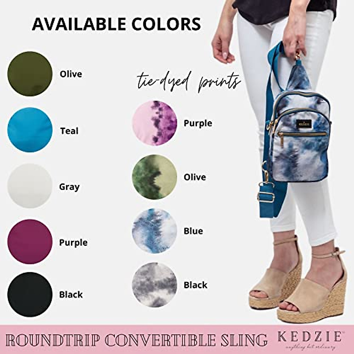 KEDZIE Roundtrip Convertible Sling & Crossbody Bag Cell Phone Purse for Women with Adjustable Strap - Black