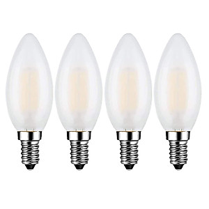 E14 LED Candelabra Bulb 40W Equivalent 4W Dimmable LED Candle Light Bulbs, 3000K Soft White 400 Lumen E14 Frosted Glass Decorative Bulb, 4 Pack