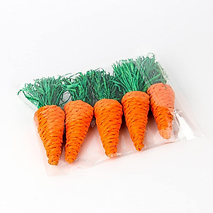 5Pcs Bunny Chew Toy for Teeth Cleaning Natural Hay Treat Grass Carrot for Rabbit Chinchilla Hamster Guinea Pig Play hay Treat for Rabbits