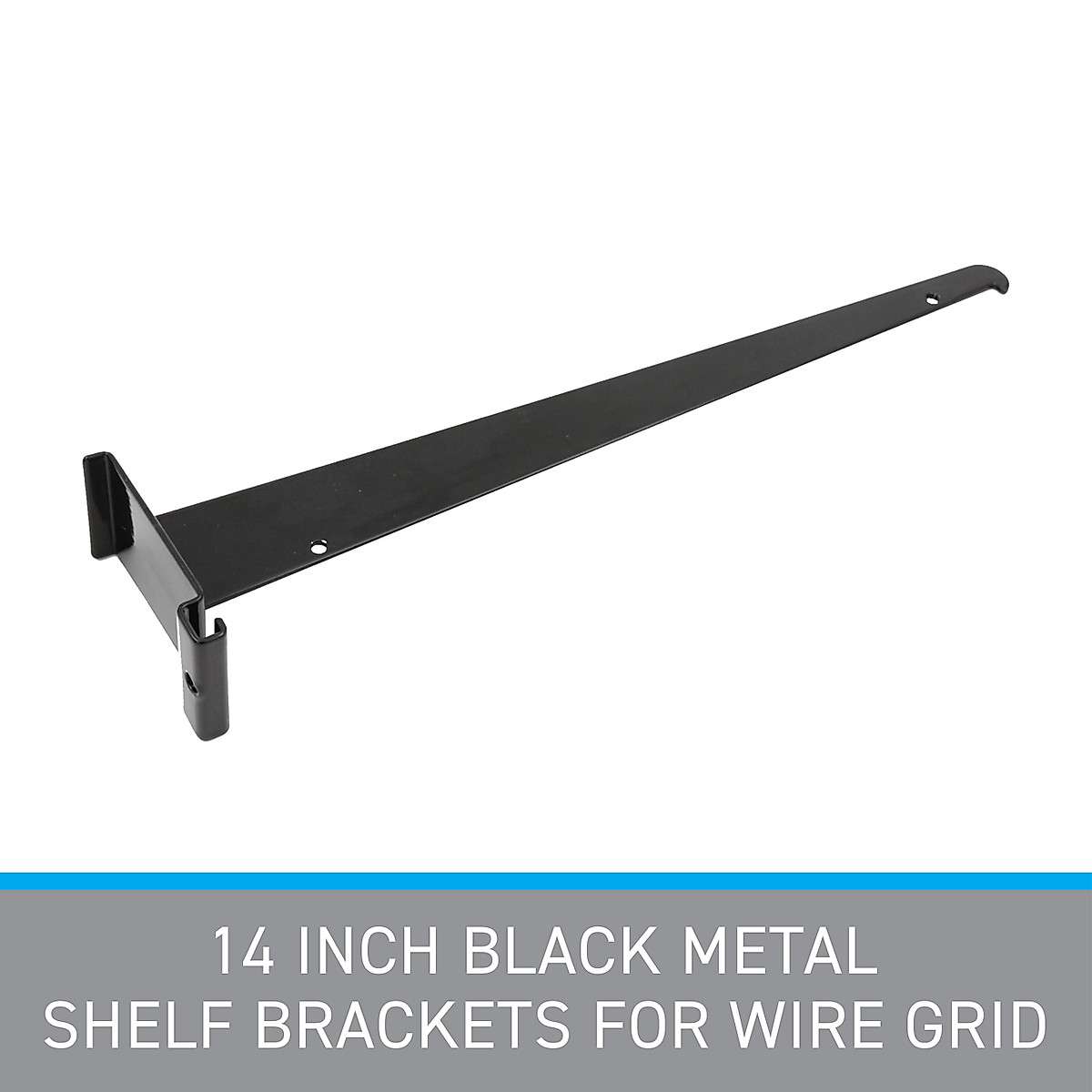 14 inch Black Metal Shelf Brackets for Wire Grid - Pack of 10