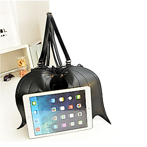 Neevas Fashion Girl Gothic Black Bat Heart Wings Backpack Goth Punk Lace Wing Bag One_Size