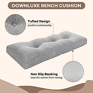 downluxe Indoor Bench Cushion for Indoor Furniture, Memory Foam Bench Seat Cushion, 36" X 14" X 4", Light Grey, 1 Pack