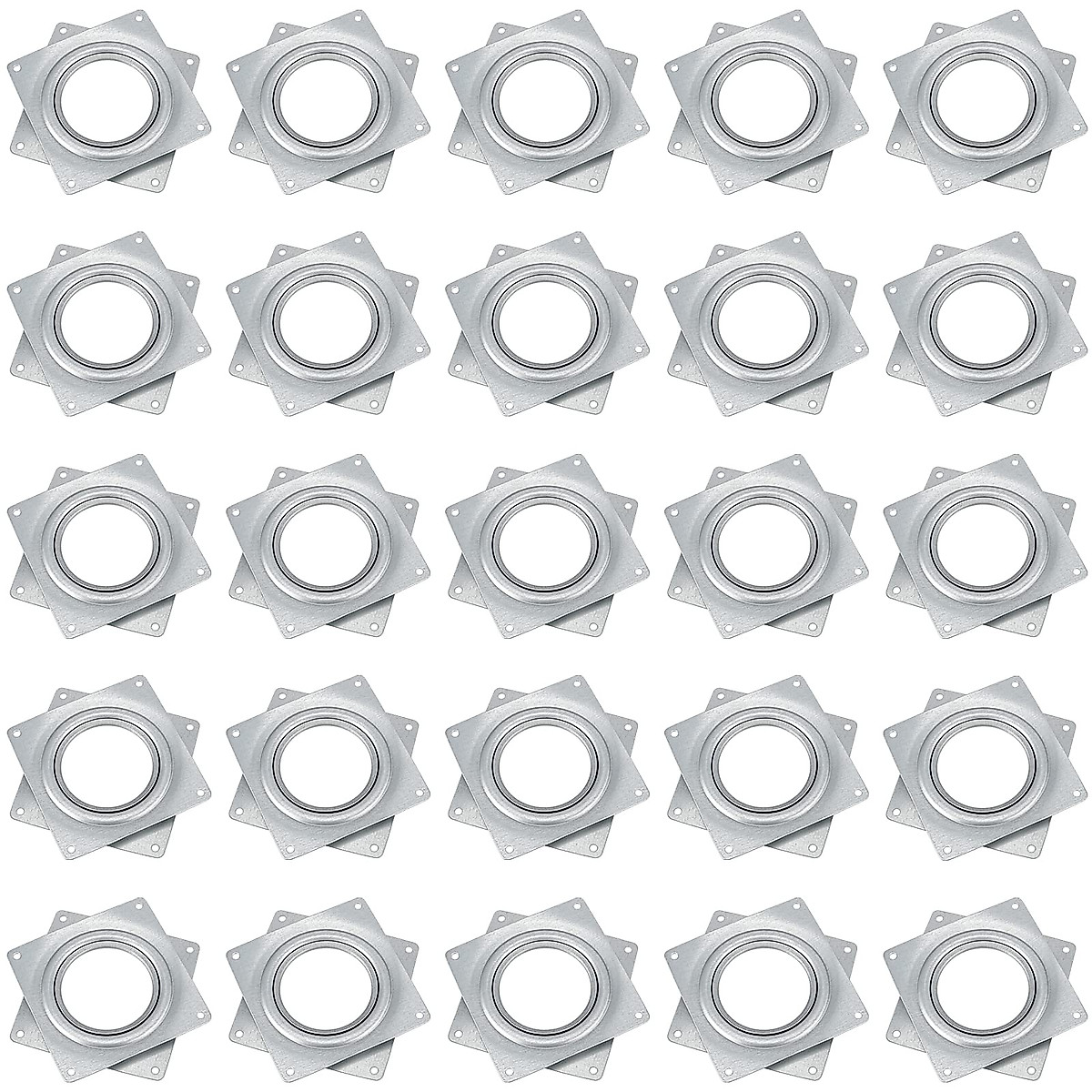 MUKLEI 25 Pack 4 Inch Lazy Susan Hardware Kit, Zinc-Plated Swivel Plate, Square Rotating Bearing Turntable for Serving Trays, Kitchen Storage Racks, Craft Project