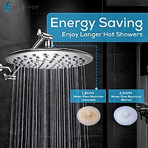 SparkPod 9.5 Inch Large Rain Shower Head - Luxury Rainfall Shower Head - High Pressure Showerhead, Full Body Coverage with Anti-Clog Silicone Nozzles -No Hassle, Easy Install (1/2 NPT, Chrome)