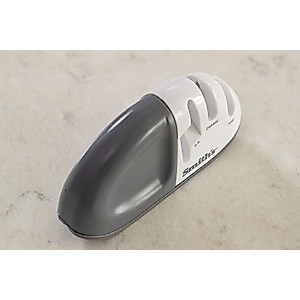 Smith's 51003 Diamond Edge Grip™ MAX 2-Stage Sharpener – White - Compact - Non-Slip Base - Patented V Grip – Sharpen Knives & Scissors - Diamond & Ceramic Sharpeners