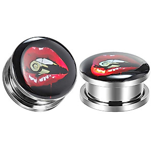 TBOSEN 8 Pcs Stainless Steel Screw Fit Epoxy Ear Plug Flesh Piercing Jewelry Ear Gauges 2g - 1-3/16 inch