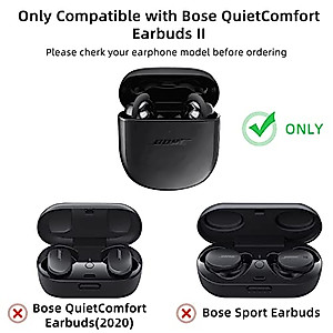 AIIEKZ Compatible with Bose QuietComfort Earbuds II 2022, Soft Silicone Case with Gold Heart Pattern for Bose QC II Case with Cute Butterfly Keychain for Girls Women (White)