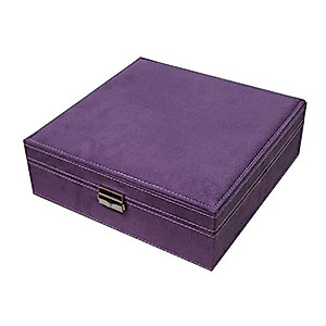 Sodynee® Purple Two-Layer Lint Jewelry Box Organizer Display Storage Case with Lock