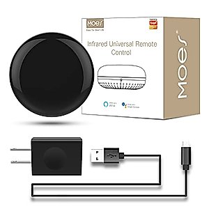 MOES WiFi Smart IR Remote Controller Smart Home Infrared Universal Remote Blaster,One for All Control AC TV DVD CD AUD SAT etc,Compatible with Alexa and Google Home,No Hub Required