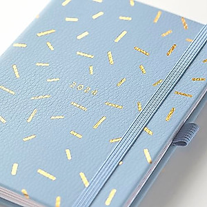 Busy B A6 To Do Diary January to December 2024 - Blue Sprinkle - Faux Leather Week to View Diary with Notes, Tear-Out Lists & Pockets