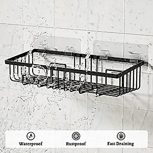 Alsonerbay Shower Organizer Bathroom Caddy for Shower, No Drilling Shower Shelf Baskets for Storage, Rustproof Metal Shower Rack, 2 pack, Matte Black