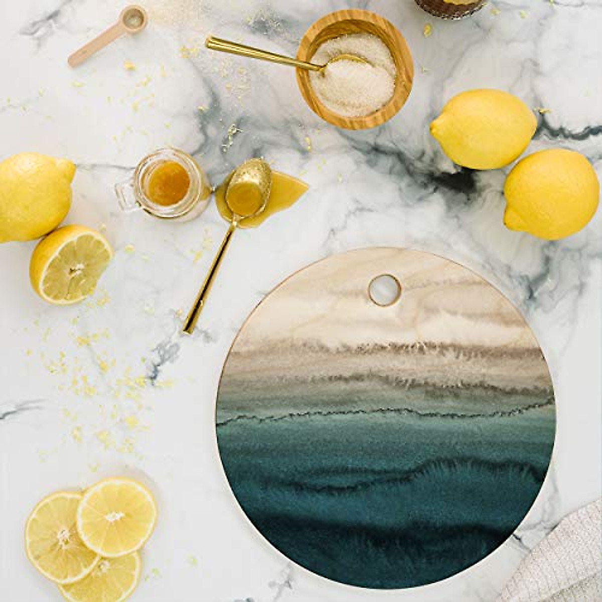 Society6 Monika Strigel Within The Tides - Crashing Waves Teal Cutting Board, 11.5" x11.5" x 1/2" .5lb, Multi