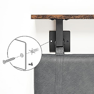 HOOBRO Queen Size Headboard, Wall Mount Hanging Headboard with 4 USB Ports and LED Light, PU Upholstery, Open Storage Shelf, for Bedroom, Bar, Dining or Entryway, Rustic Brown and Gray