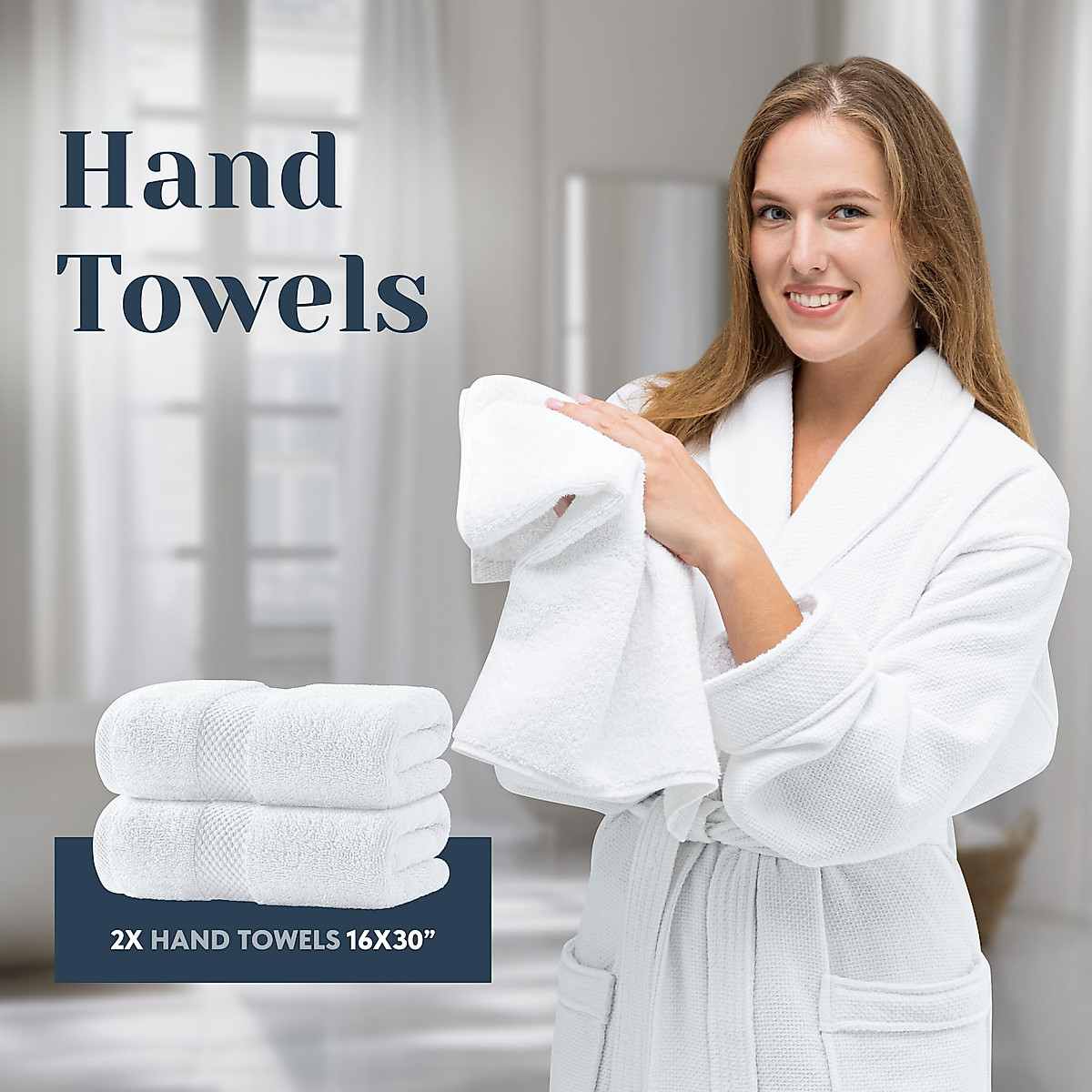 Luxury White Bath Towel Set - Combed Cotton Hotel Quality Absorbent 8 Piece Towels | 2 Bath Towels 700GSM | 2 Hand Towels | 4 Washcloths [Worth $72.95] 8Pc | White